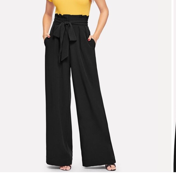 SHEIN | Pants & Jumpsuits | Shein Paper Bag Wide Leg Pants | Poshmark